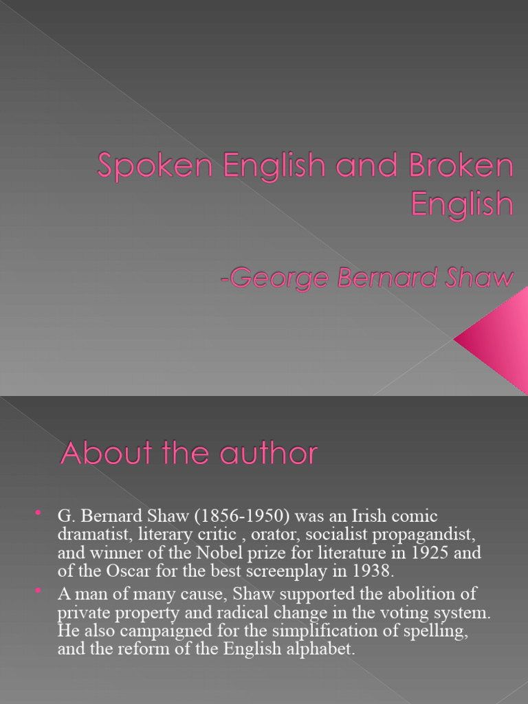 Shaw on Spoken vs. Broken English | PDF | English Language | George ...