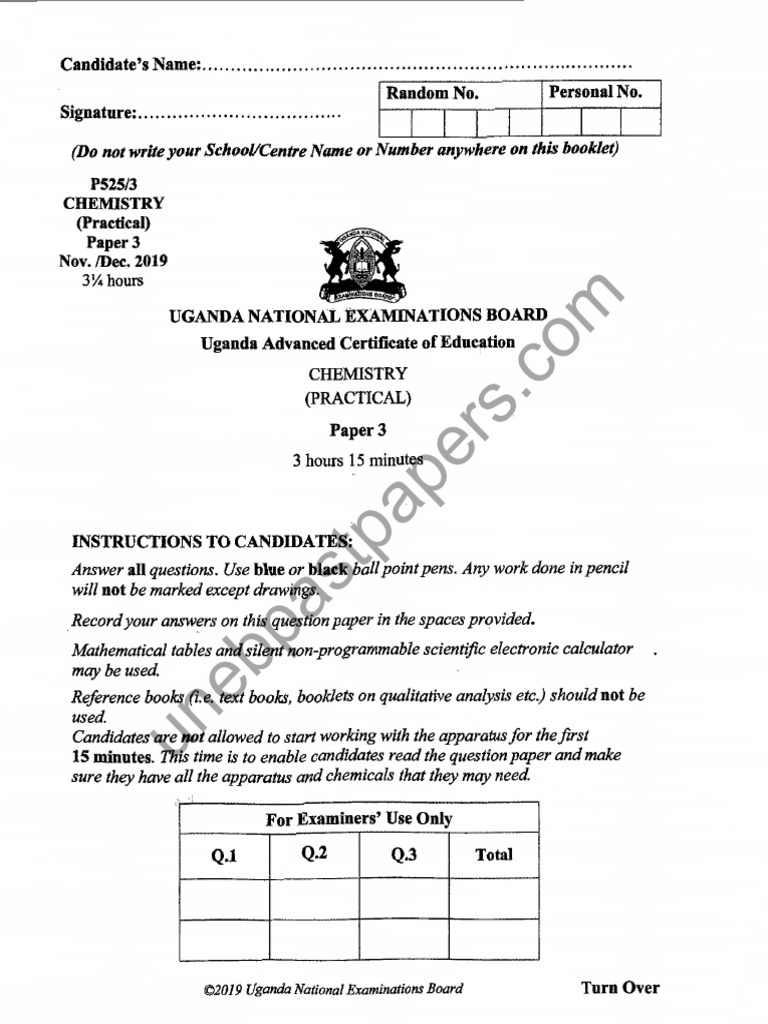 UACE Chemistry 2019 Paper 3 | Download Free PDF | Chemical Elements ...