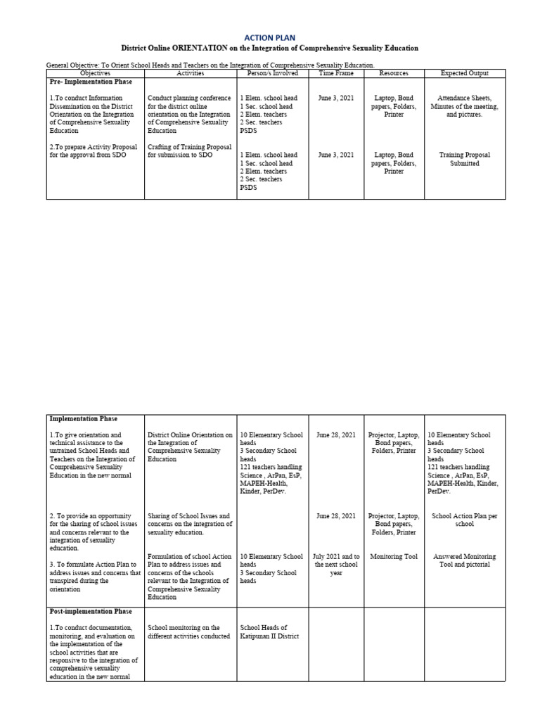 Cse Action Plan | PDF