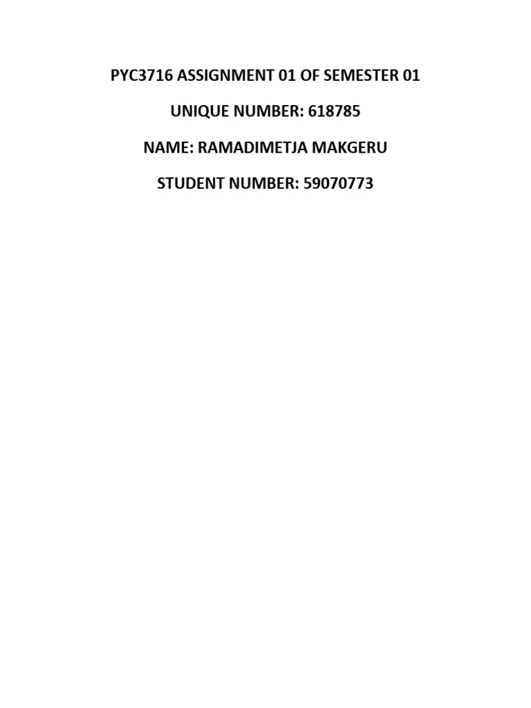 PYC3716 Assignment 01 2023 | PDF | Employment Agency | Vocational Education