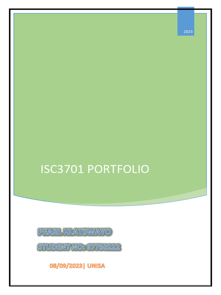 Isc3701 Portfolio 2023 - 100720 | PDF | Learning | Educational Technology