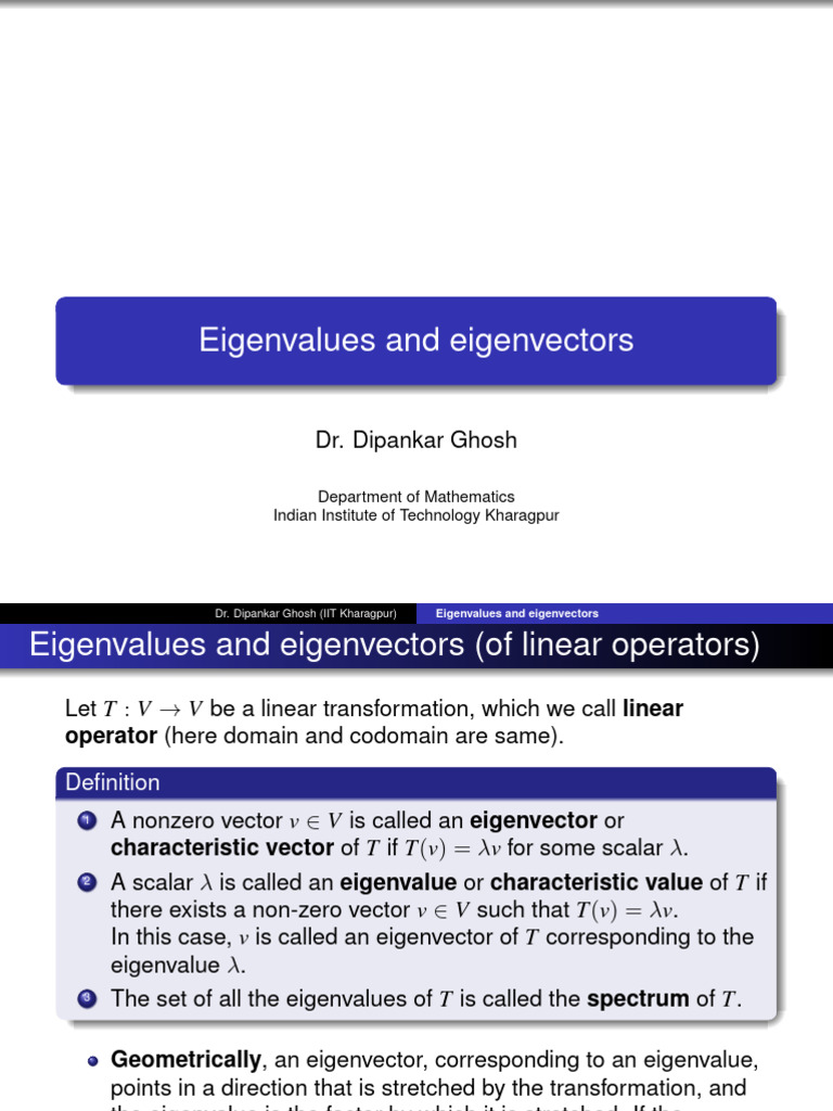 Eigenvalues and Eigenvectors 2 Lectures | PDF | Eigenvalues And Eigenvectors | Factorization