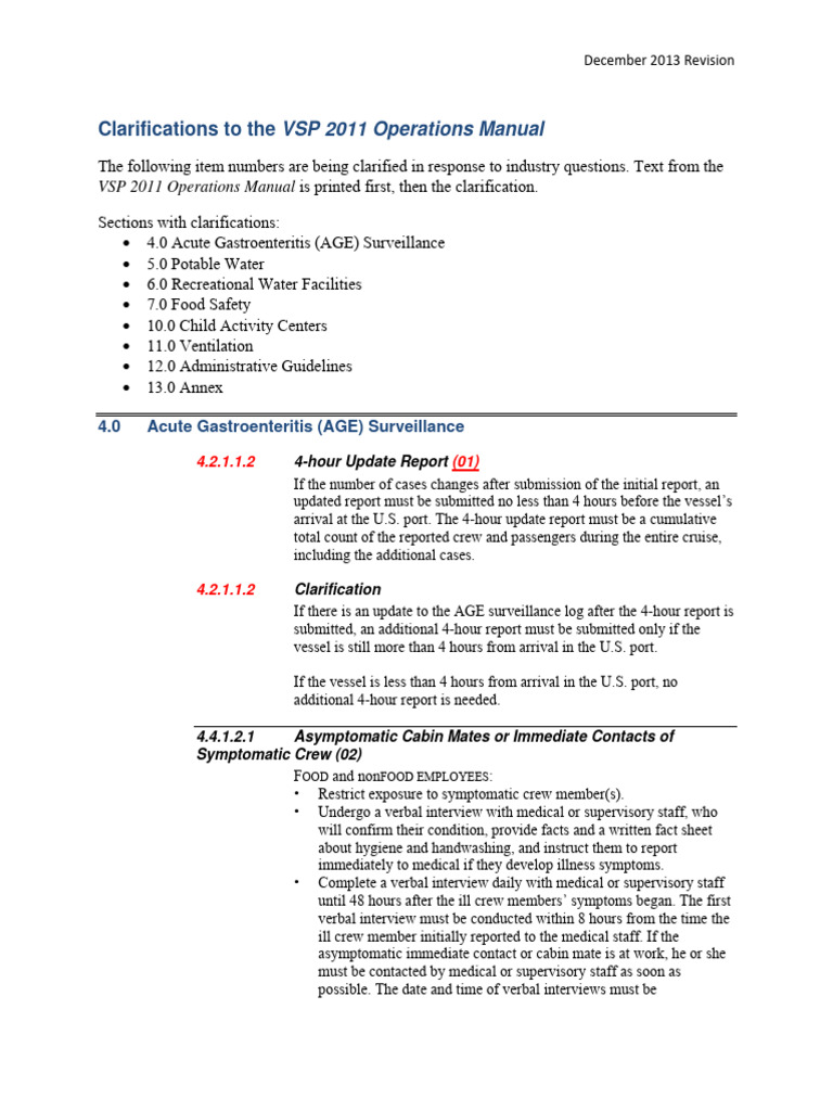 Clarifications To Vsp2011operations Manual | PDF