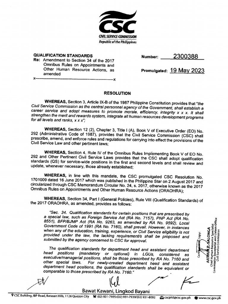 CSC Resolution No. 2300388 | PDF