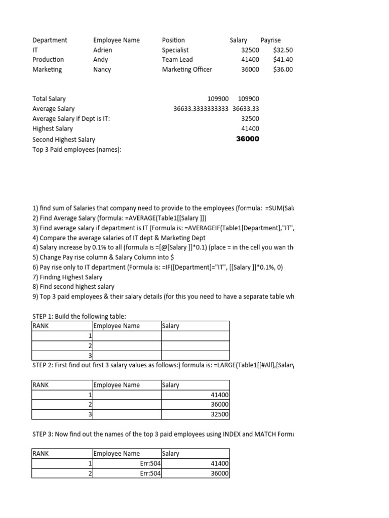 Exercise 1 | PDF | Salary | Employment Compensation