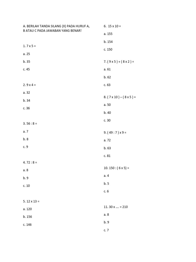 latihan soal kelas 2 sd | PDF