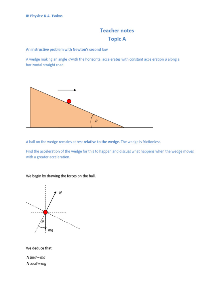 A Ball On An Accelerating Wedge | PDF | Force | Acceleration