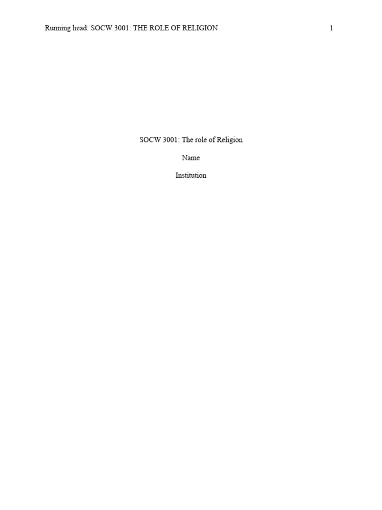 SOCW 3001-The Role of Religion | PDF | Psychotherapy | Social Work