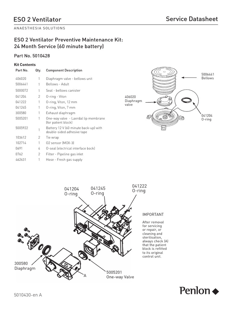 ESO 2 Emergency Ventilator PMK Datasheet 5010430 | PDF | Equipment