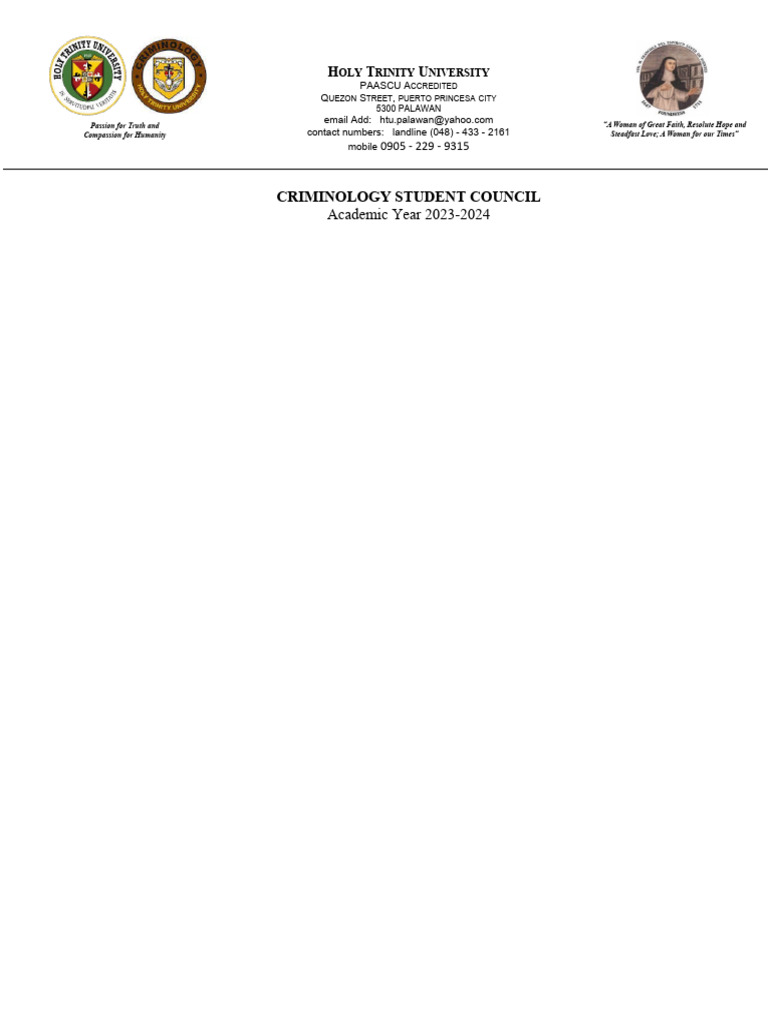 HTU Criminology Student Council 2023-24 | PDF