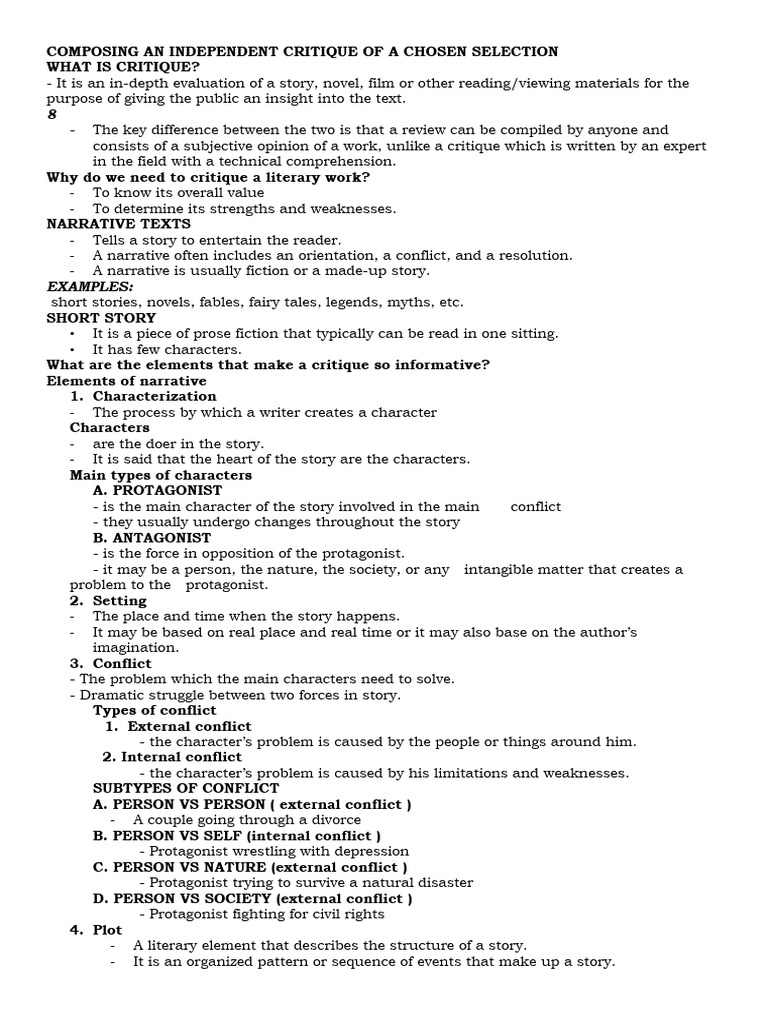 Composing An Independent Critique of A Chosen Selection | PDF ...