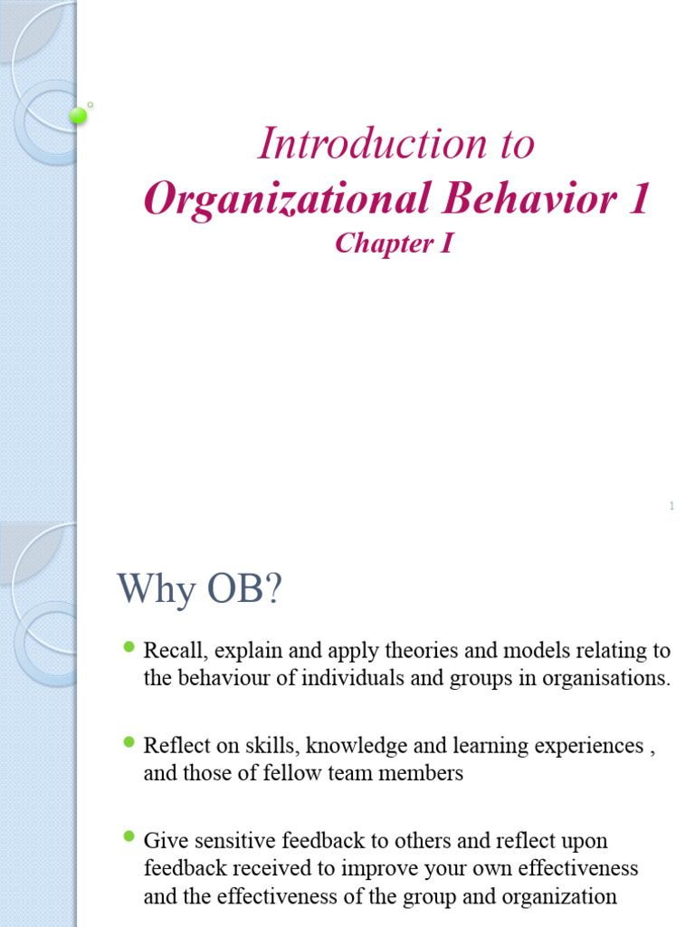 Introduction To OB | PDF | Organizational Behavior | Attitude (Psychology)