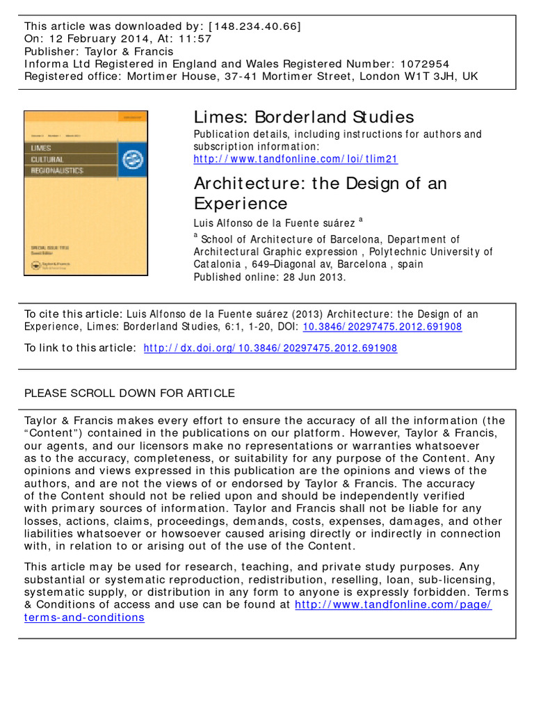 Architecture The Design of An Experience | PDF | Experience | Perception