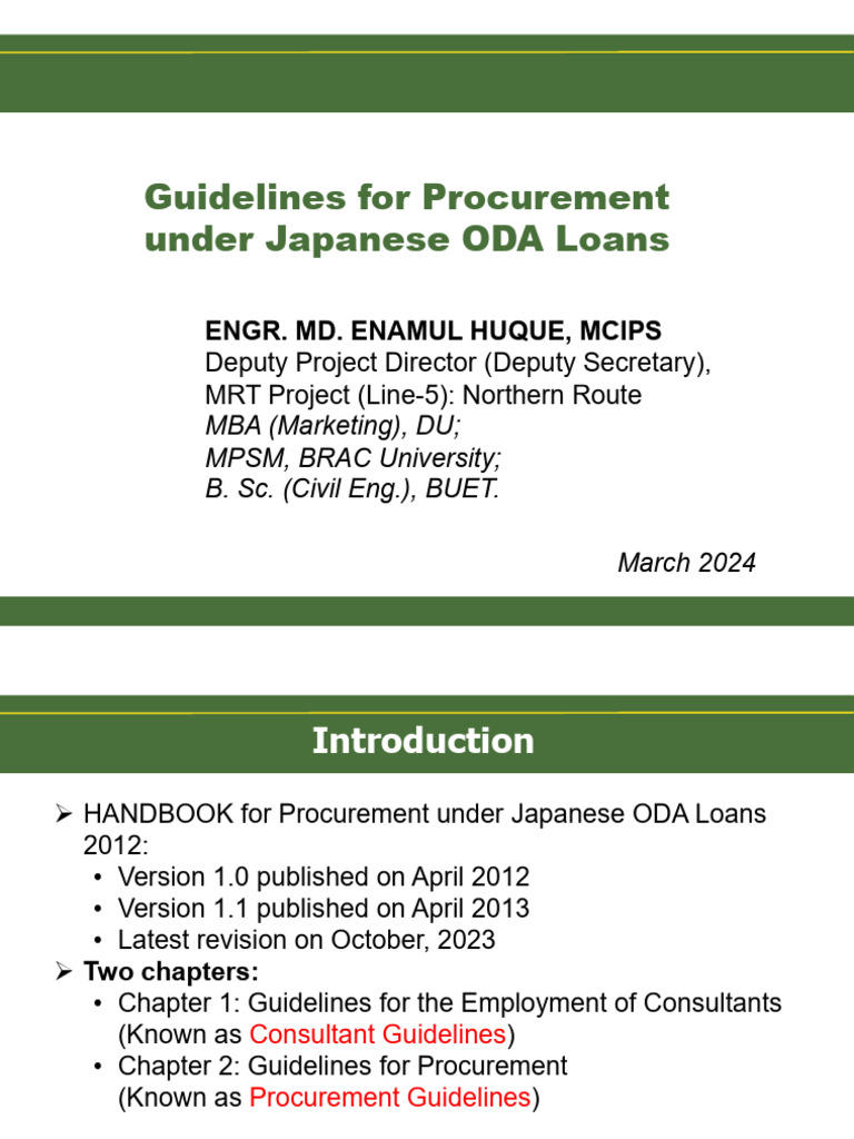Procurement Under Japanese JICA ODA Loans | PDF | Request For Proposal | Business