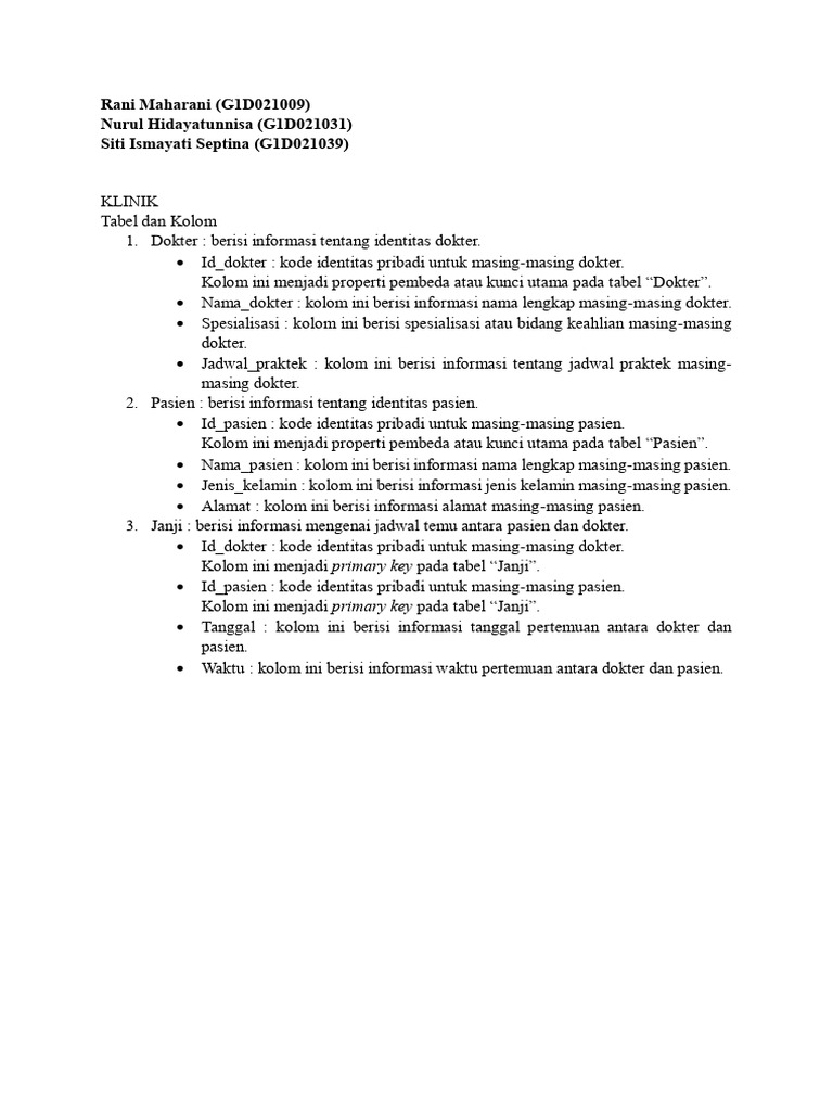 Tugas 1 Basis Data 2024 - Rani - Icha - Isma | PDF