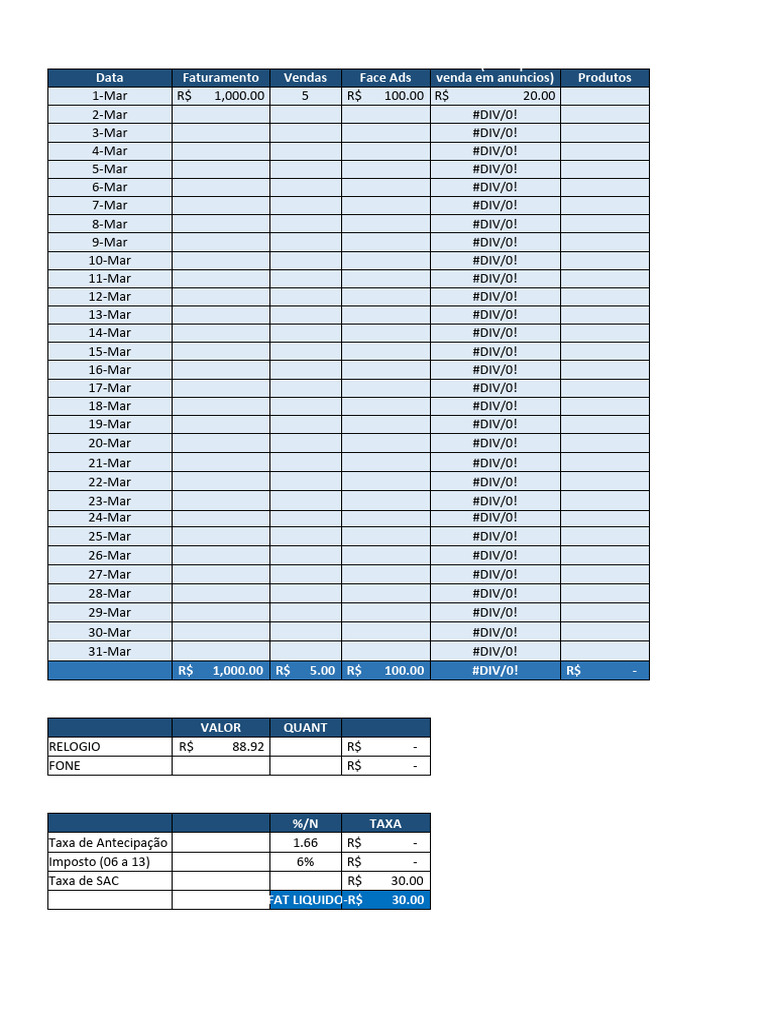 Planilha Controle Mensal | PDF