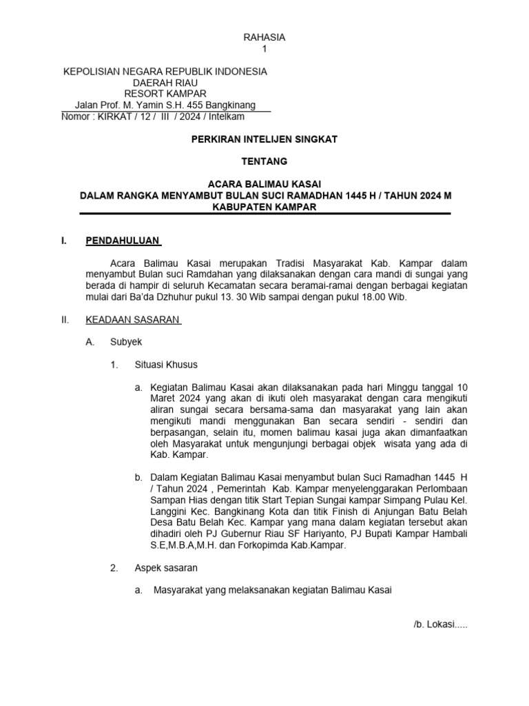 Kirkat Balimau Kasai 2024 | PDF | Ilmu Sosial | Perjalanan
