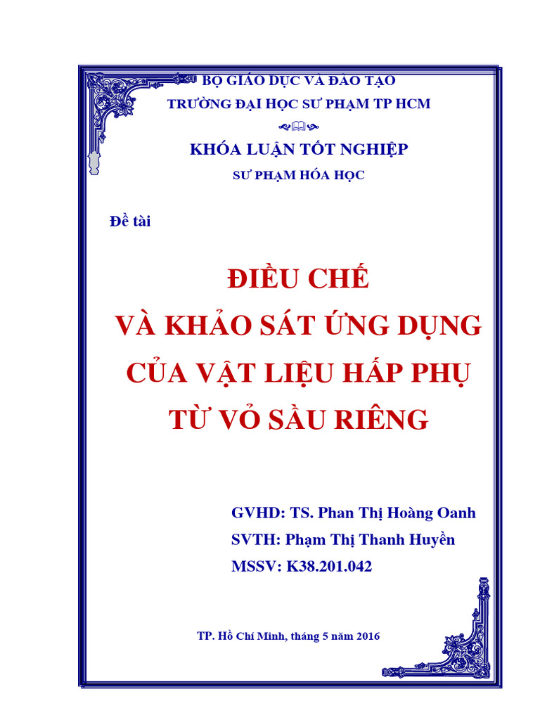 Dieu Che Va Khao Sat Ung Dung Cua Vat Lieu Hap Phu Tu Vo Sau Rieng 0705 | PDF