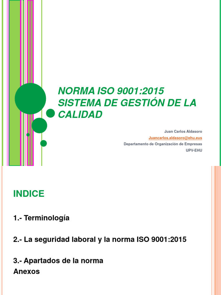 Norma ISO 9001-2015 - Curso 2020-21 | PDF | Calidad (comercial ...