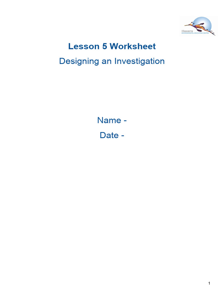Lesson 5 Worksheet - Designing An Investigation | PDF | Experiment ...