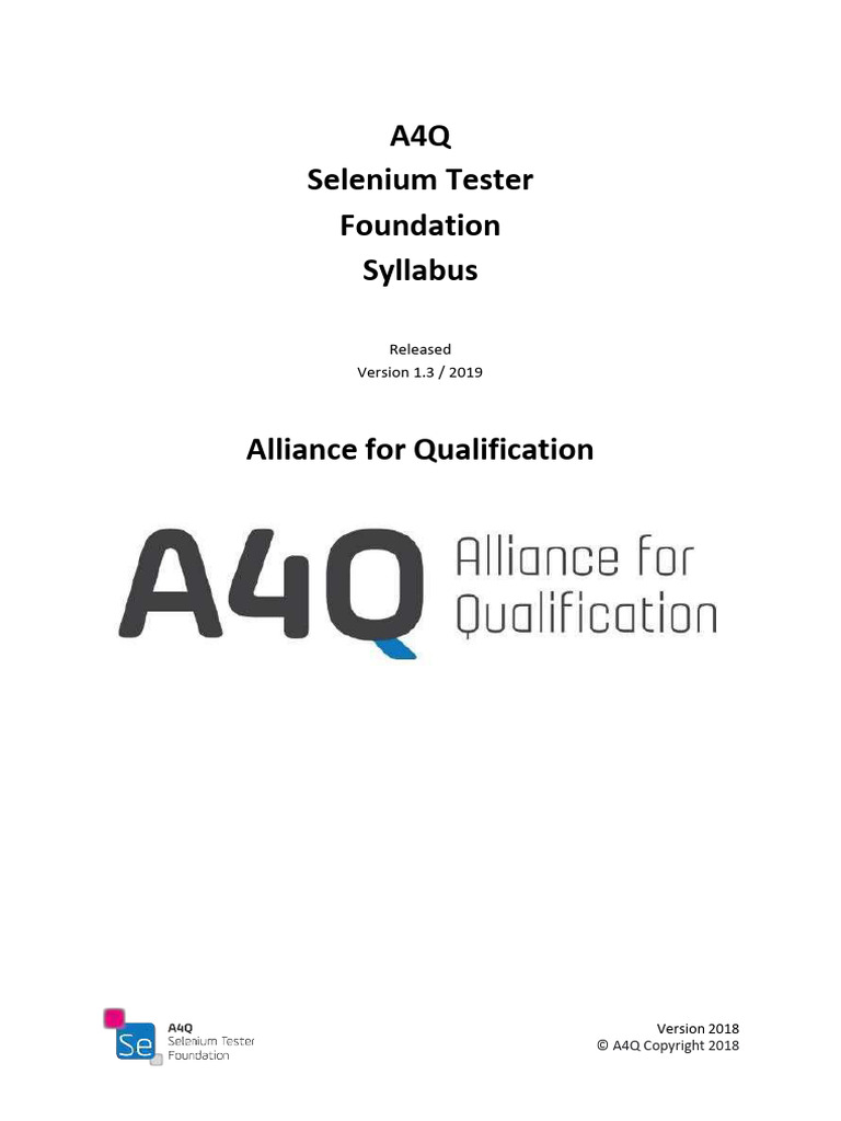 A4Q Selenium-Tester-Foundation Syllabus EN v1.3 | PDF | Selenium ...