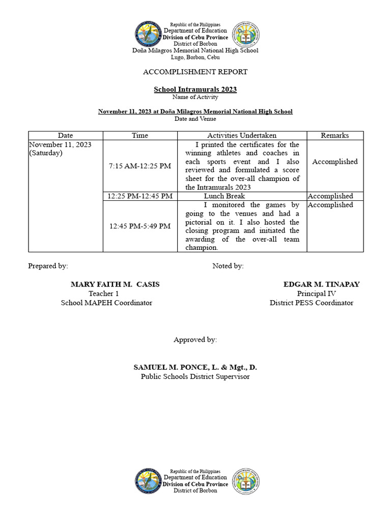 Acc For Intrams | PDF | Sports