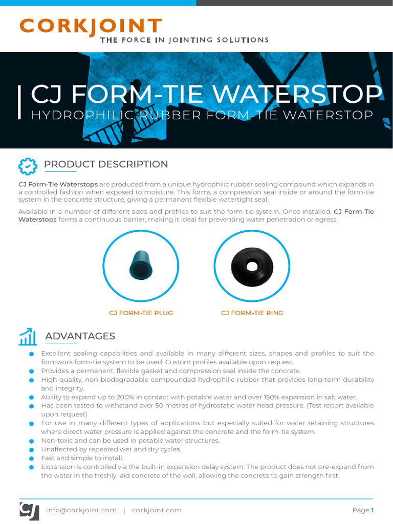 CJ Form Tie Waterstop Brochure 050422 Compressed | PDF | Water | Concrete