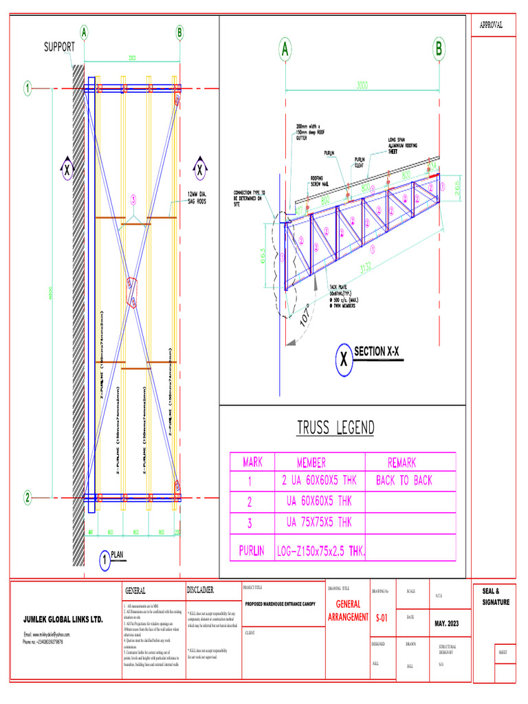 Entrance Canopy Drawing | PDF