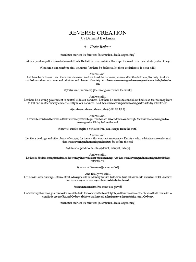 Reverse Creation (English) | PDF | Religious Belief And Doctrine