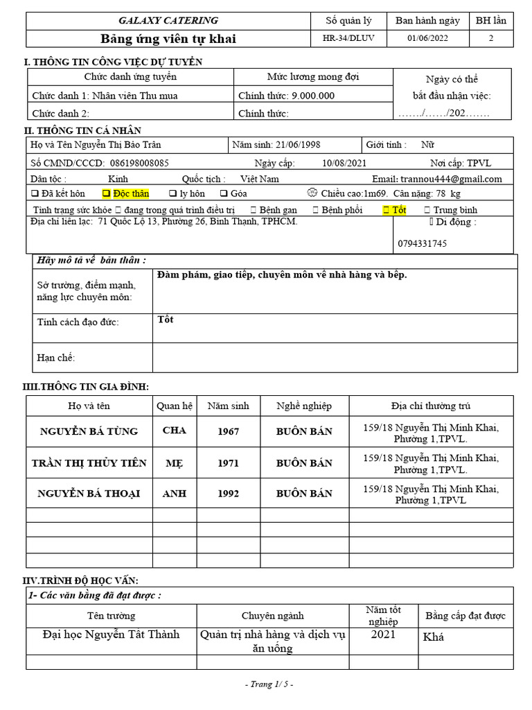 HR-27 Bang Ung Vien T Khai | PDF