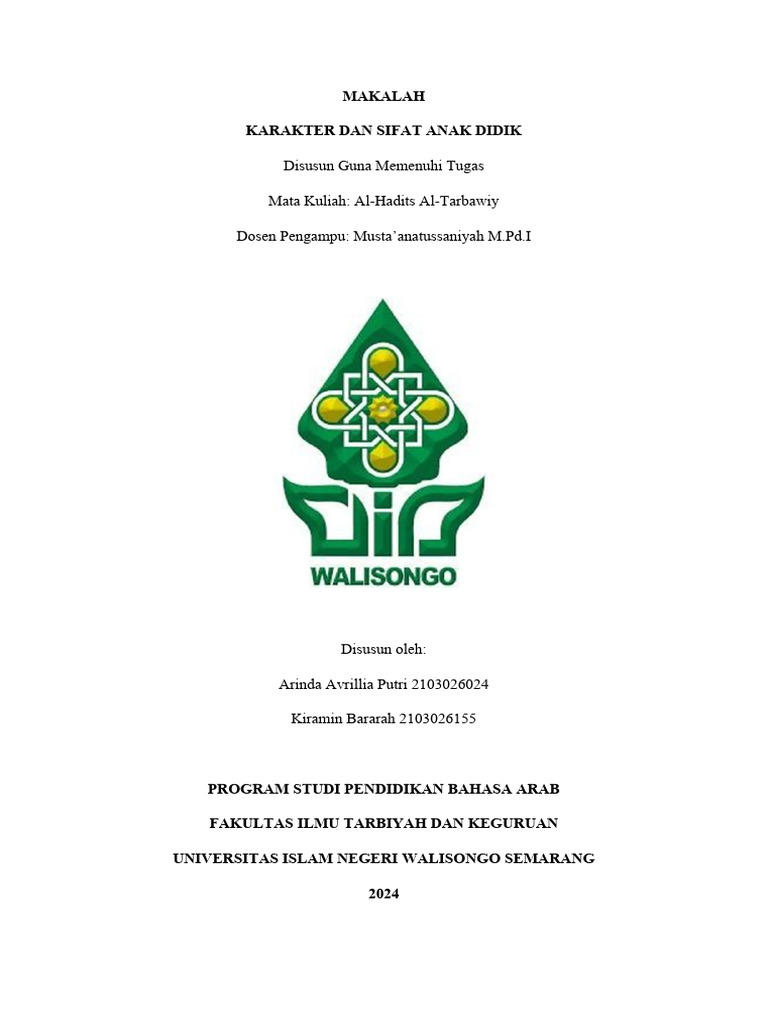 KARAKTER DAN SIFAT ANAK DIDIK (Kelompok 4) | PDF