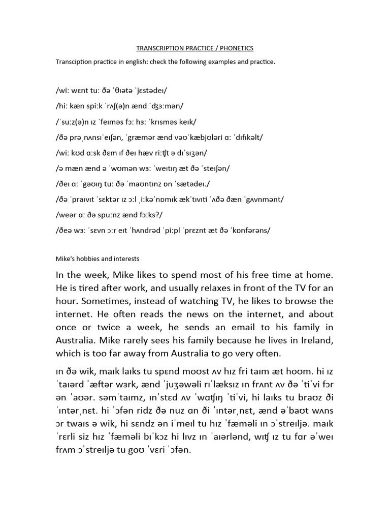Transcription Practice | PDF