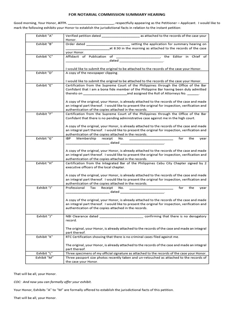 For Notarial Commission Summary Hearing Script | PDF | Authentication ...