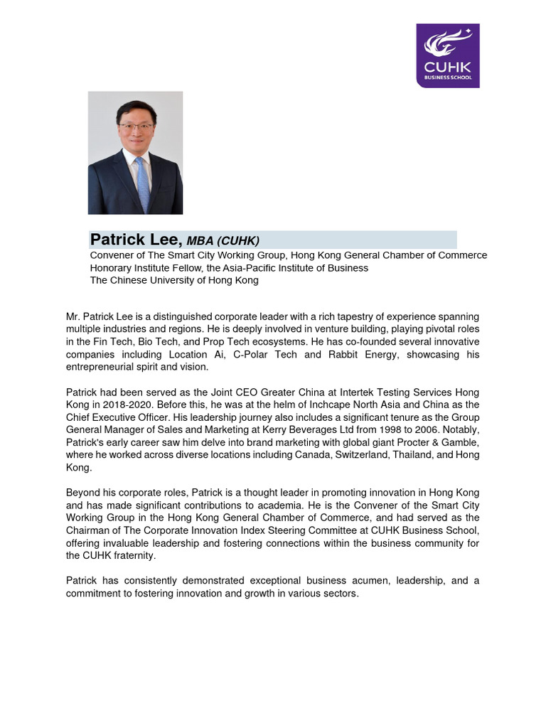 03 Corporate Innovation - Patrick LEE | PDF | Innovation | Hong Kong