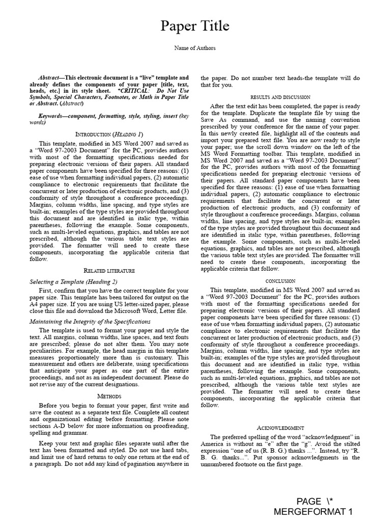 Term Paper Template | PDF | Microsoft Word | Written Communication