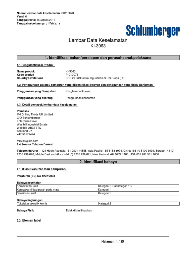 KI-3063 MSDS Indonesia 2016 | PDF