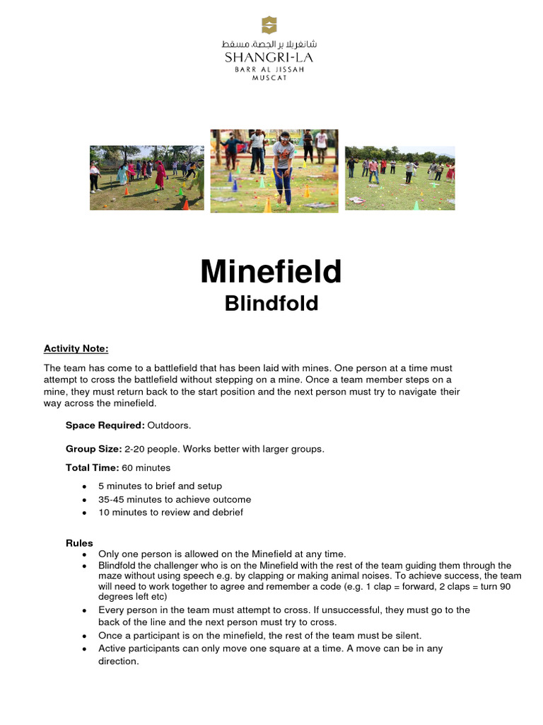 Blindfold Minefield | PDF | Land Mine | Cognitive Psychology