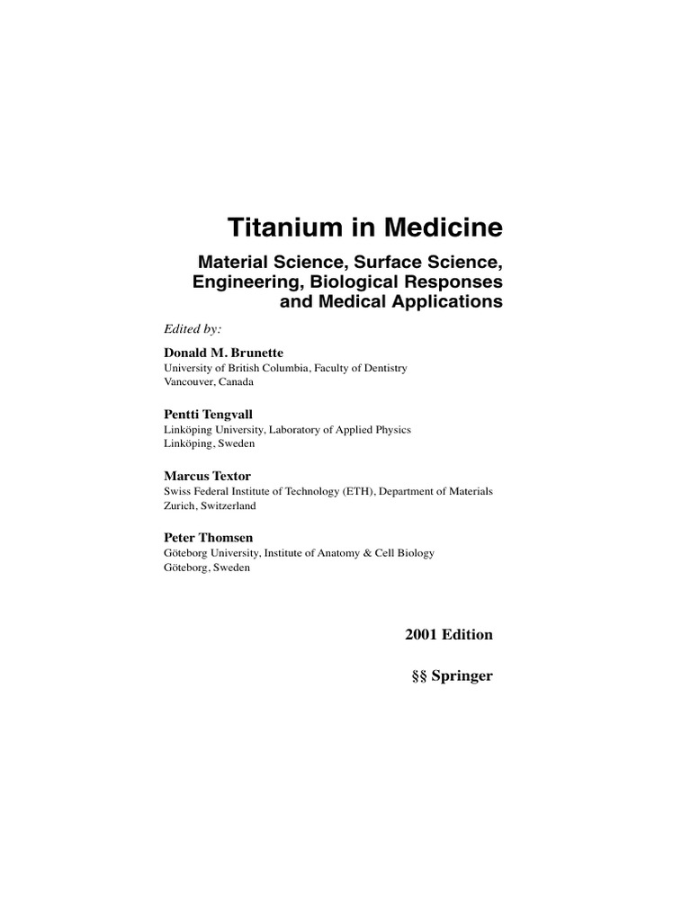 Titanium in Medicine | PDF | Titanium | Corrosion