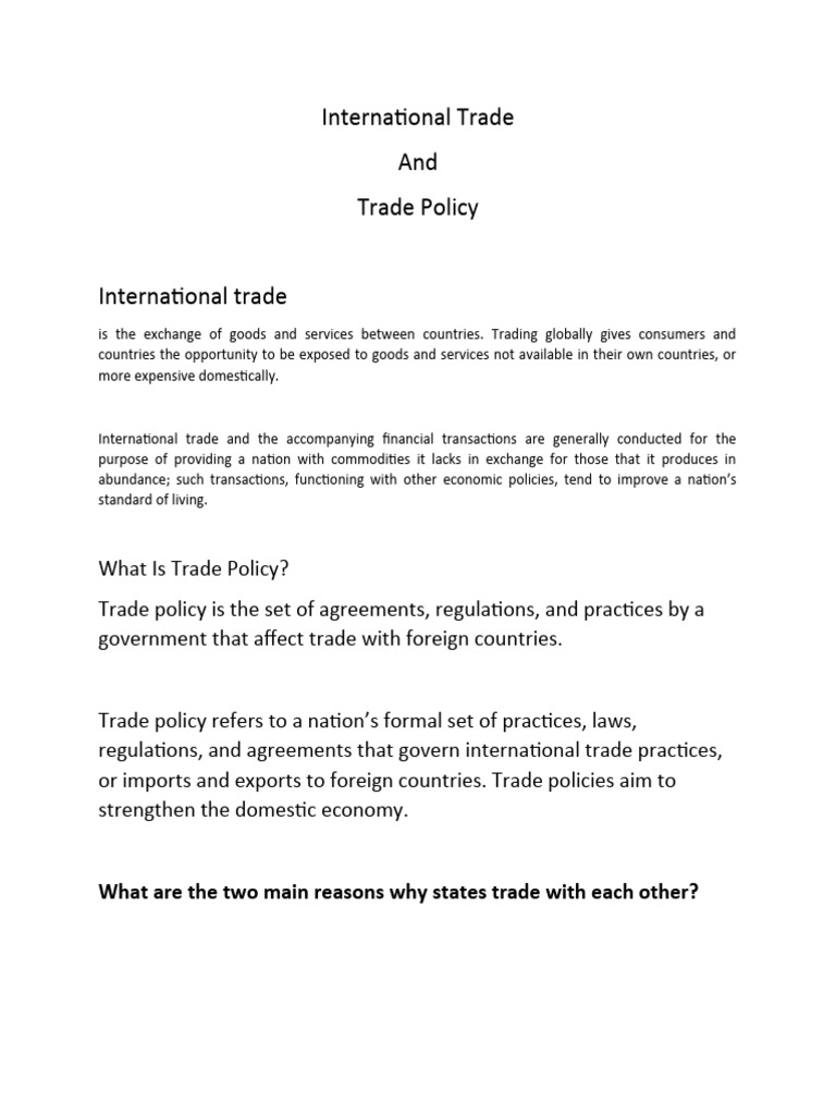 International Trade | PDF | Protectionism | Trade