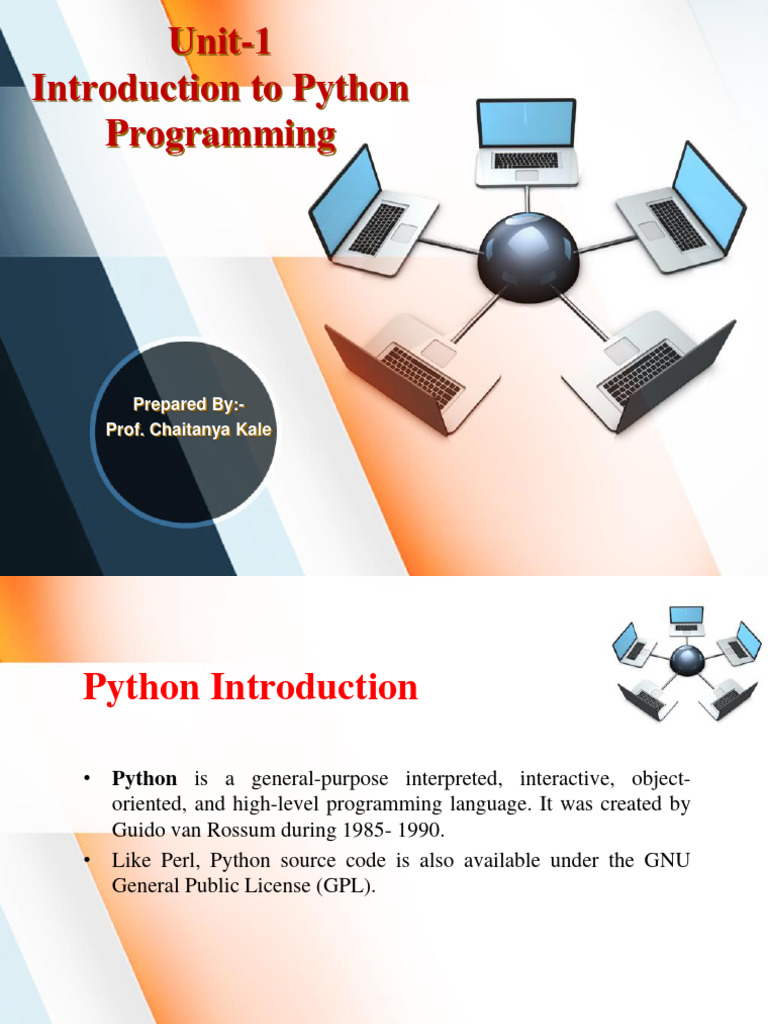Unit 1 Introduction To Python Programming Pdf Python Programming