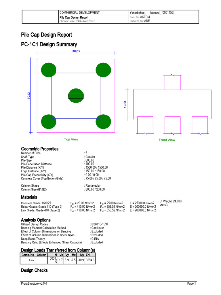 Pile Cap Design Report-1 | Download Free PDF | Deep Foundation | Bending