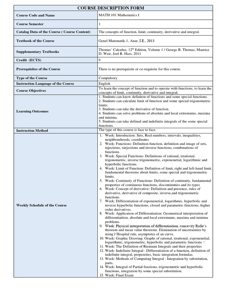 Ek 7 MATH 101 Mathematics I | Download Free PDF | Function (Mathematics ...