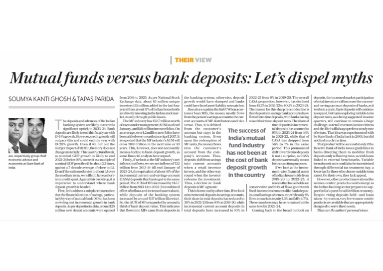 Mutual Funds Vs Bank Deposits Mint 12032024 | PDF