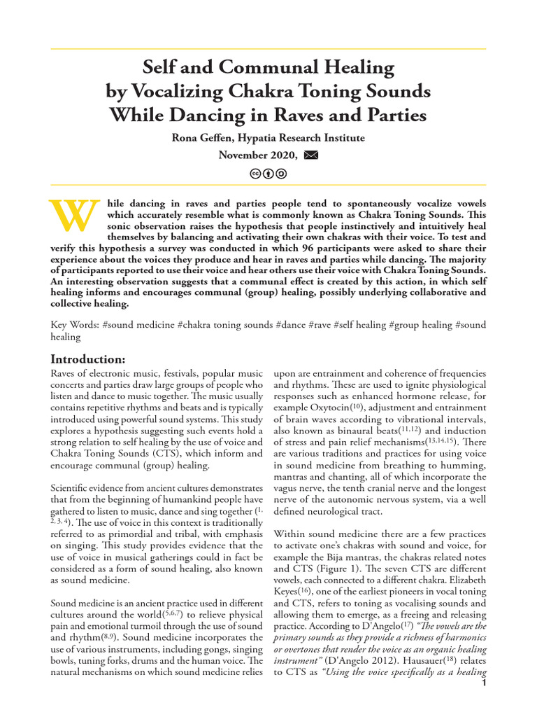 Self and Communal Healing by Vocalising CTS While Dancing - Rona Geffen ...