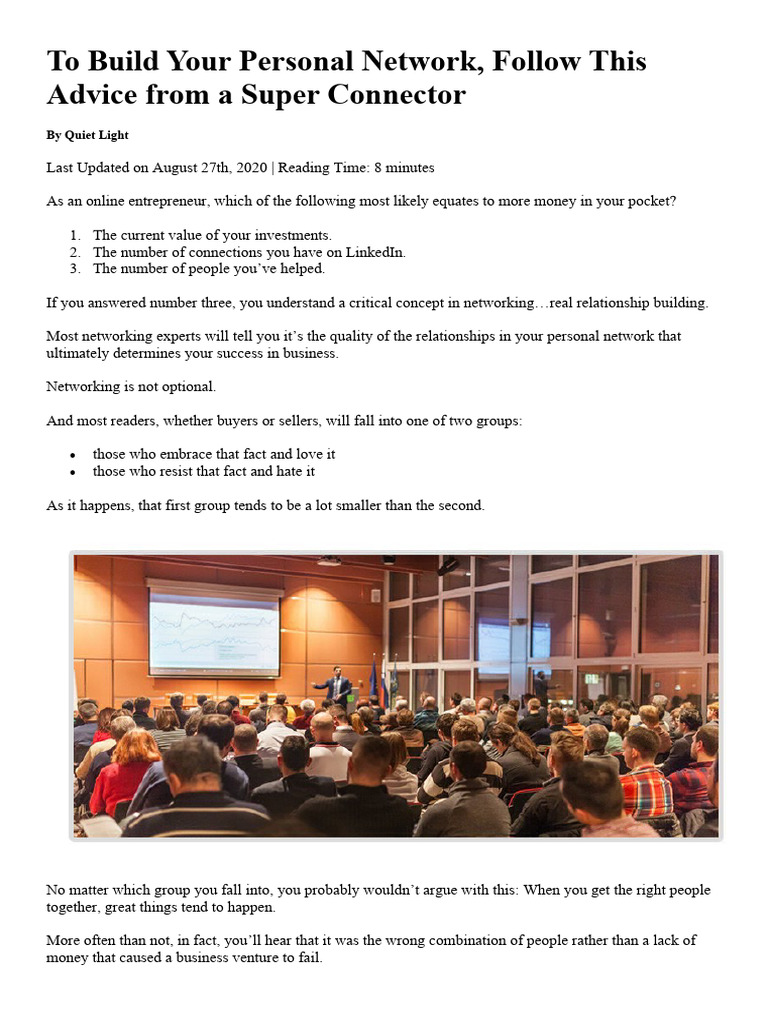 To Build Your Personal Network, Follow This Advice From A Super ...