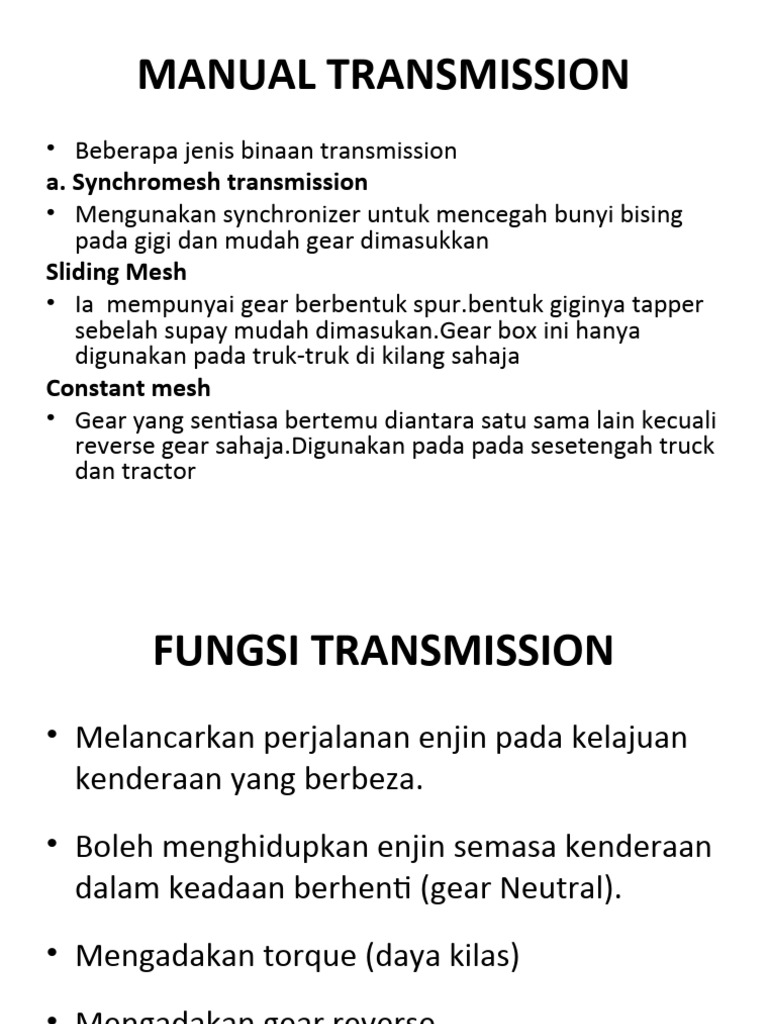 Manual Transmission Ppt 2 Pdf