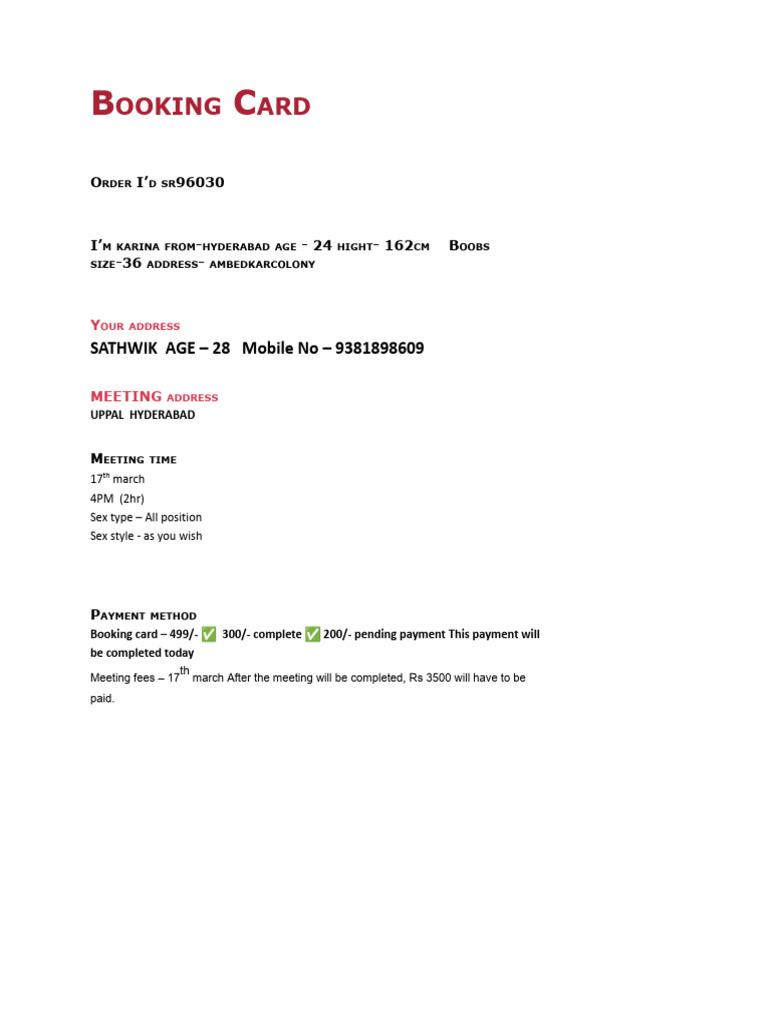 Booking Card | PDF