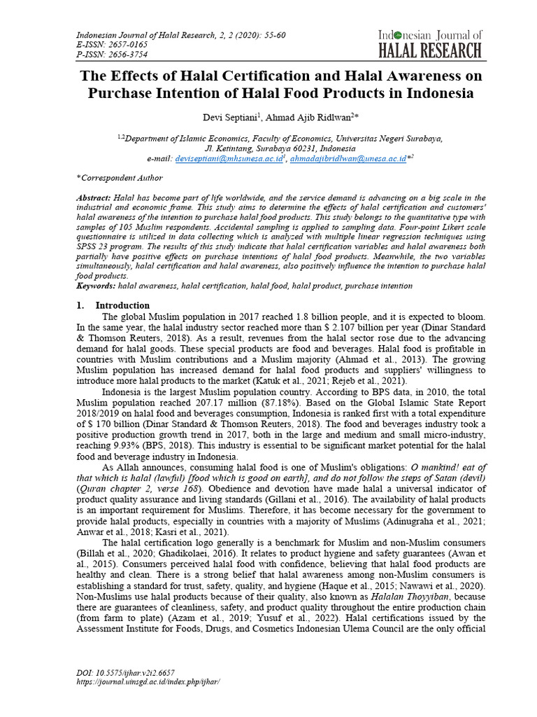 The Effects of Halal Certification and Halal Awareness On | PDF ...