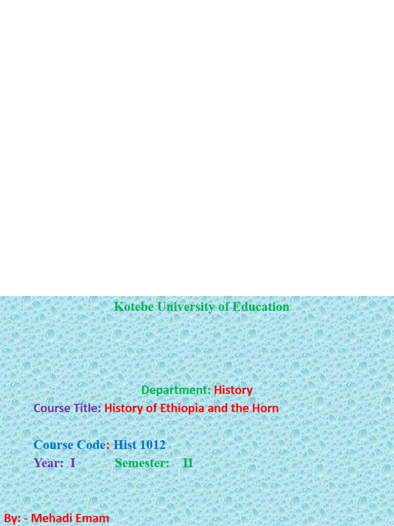History of Ethiopia Course Module | PDF | Primary Sources | Historiography