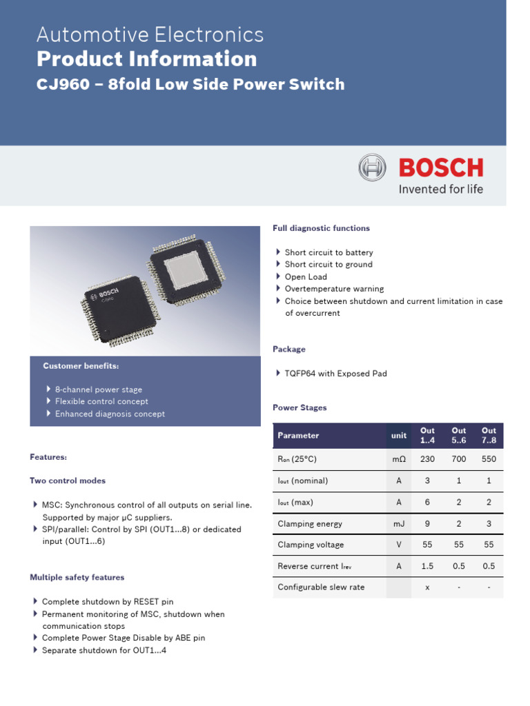 Bosch Ic cj960 | PDF | Switch | Automotive Industry